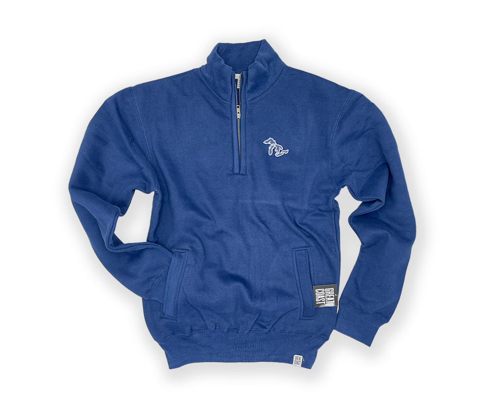 MENS 1/4 ZIP- VINT.BLUE- GREAT LAKES EMBROIDERY – Momentum Outfitters